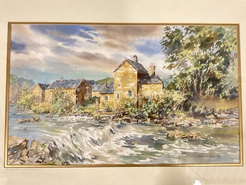 Ronald Lambert Moore | riverscape with weir and watermill, Thrum Mill ...