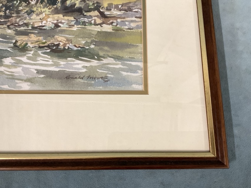 Ronald Lambert Moore | riverscape with weir and watermill, Thrum Mill ...