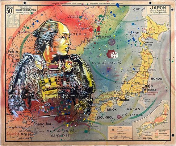 C215 | Map of Japan and Samurai | MutualArt