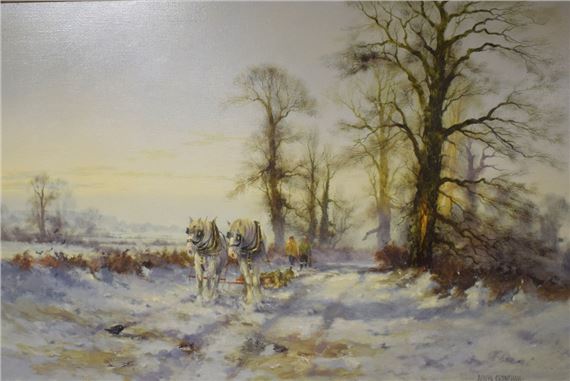 Alwyn Crawshaw | Oil on canvas, a pastoral winter scene depicting ...