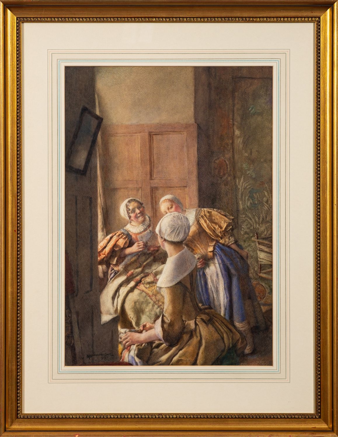William John Wainwright | Three gossiping figures in the sewing room ...