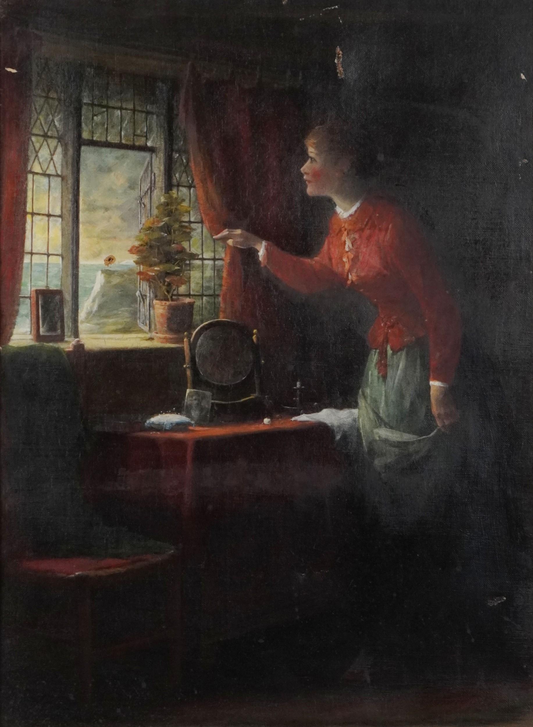 David Hardy | Lady looking out of her window (Late 19th Century ...