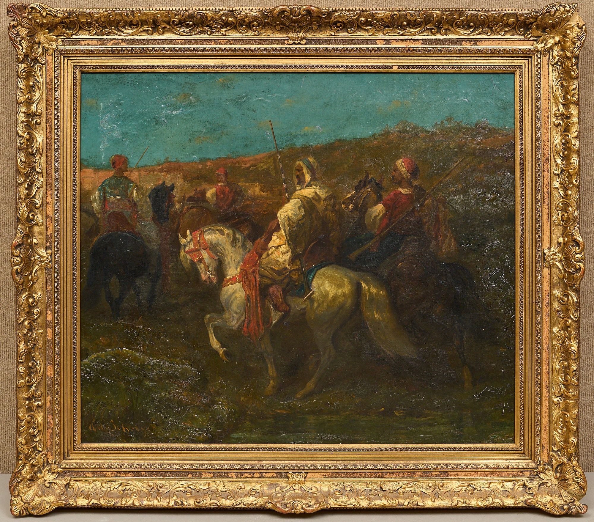Christian Adolph Schreyer | Scene of men in Middle Eastern garb on ...