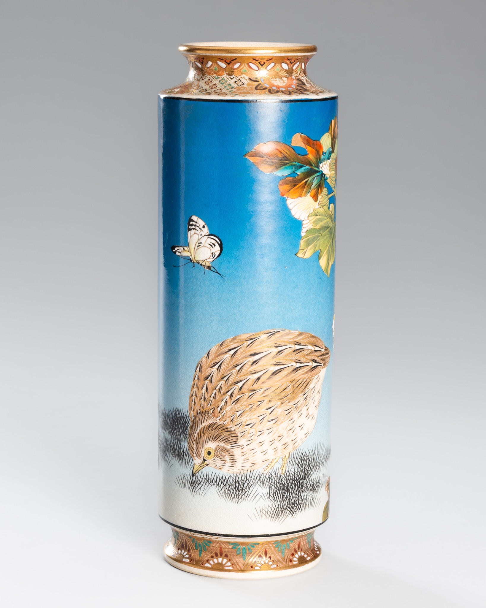 Yohei Taizan | TAIZAN YOHEI: A SATSUMA EARTHENWARE VASE WITH A QUAIL ...