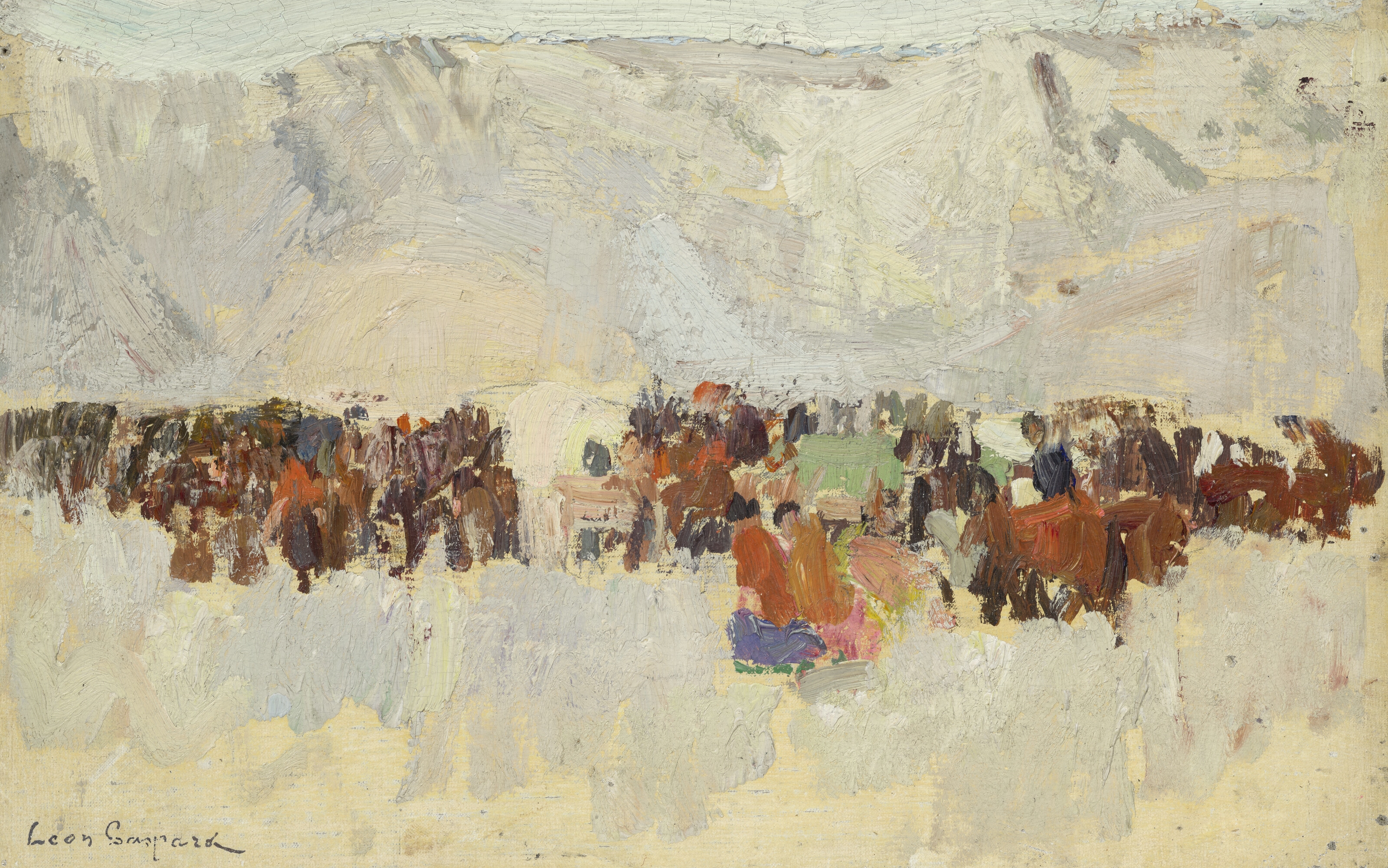 Leon Gaspard | Mongolian Horsemen Sketch | MutualArt