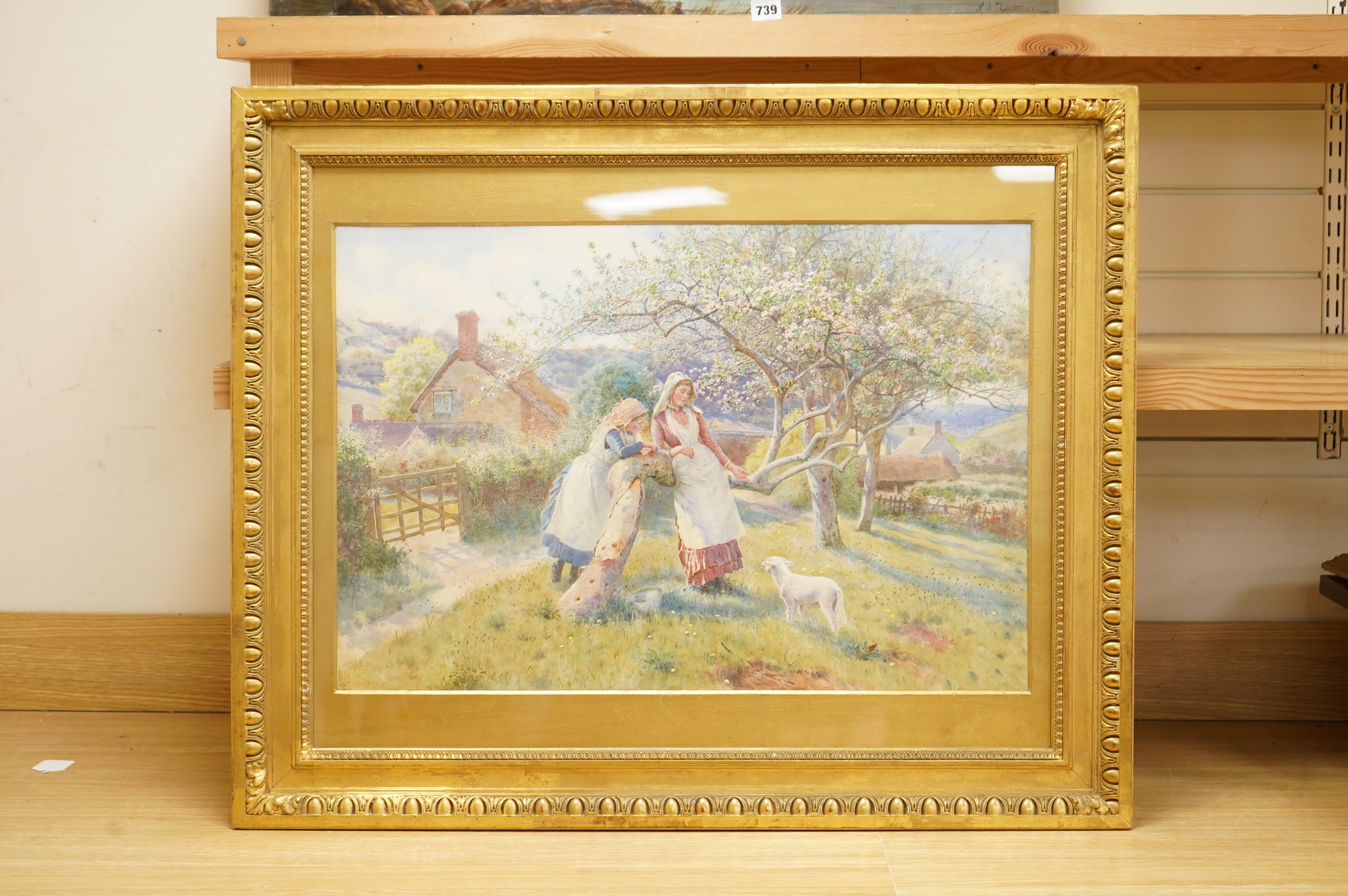 Charles Gregory II | two young girls and a lamb in a garden (1889 ...