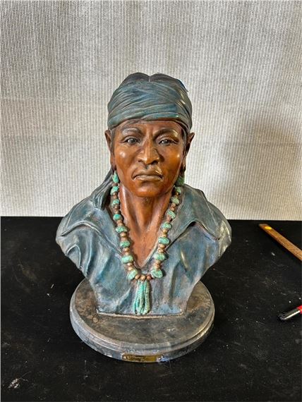 John F. Prazen | Bronze Bust Navajo Pride | MutualArt