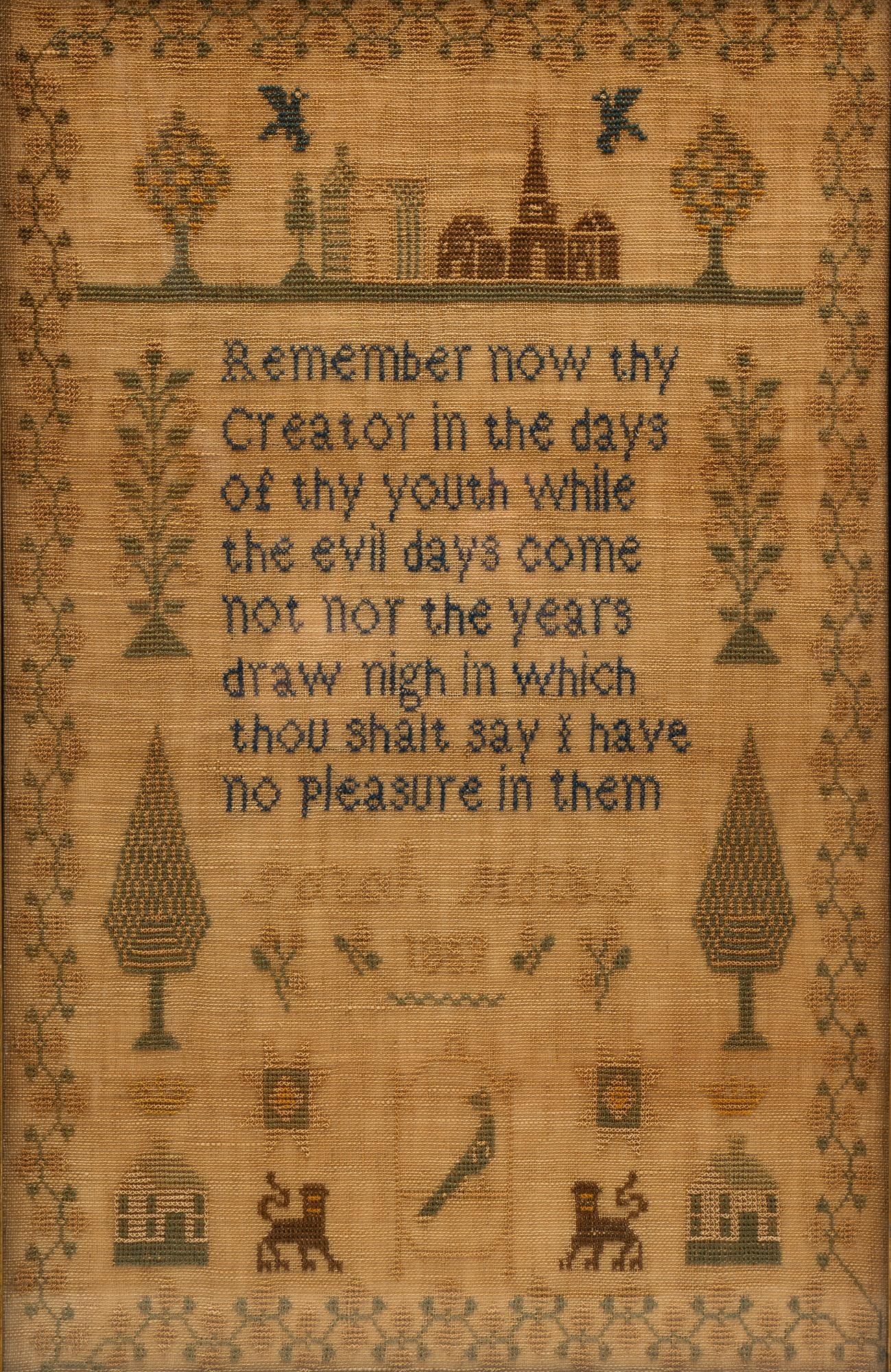 Sarah Morris | NEEDLEWORK SAMPLER (1859) | MutualArt