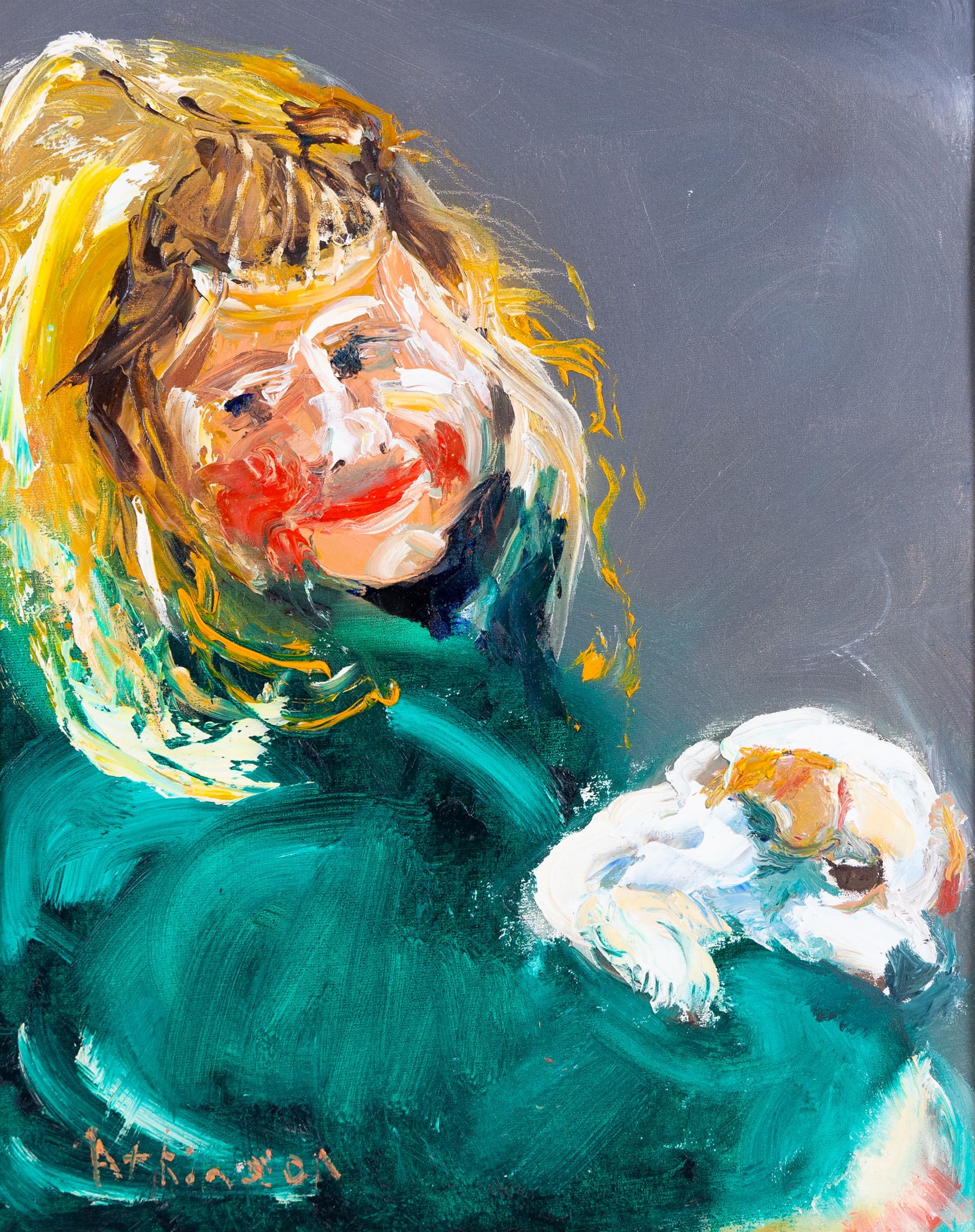 Sue Atkinson | Portrait of a Girl and Dog | MutualArt