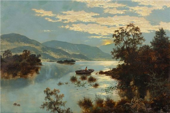 Edgar Longstaffe | Boating at Sunset (1891) | MutualArt