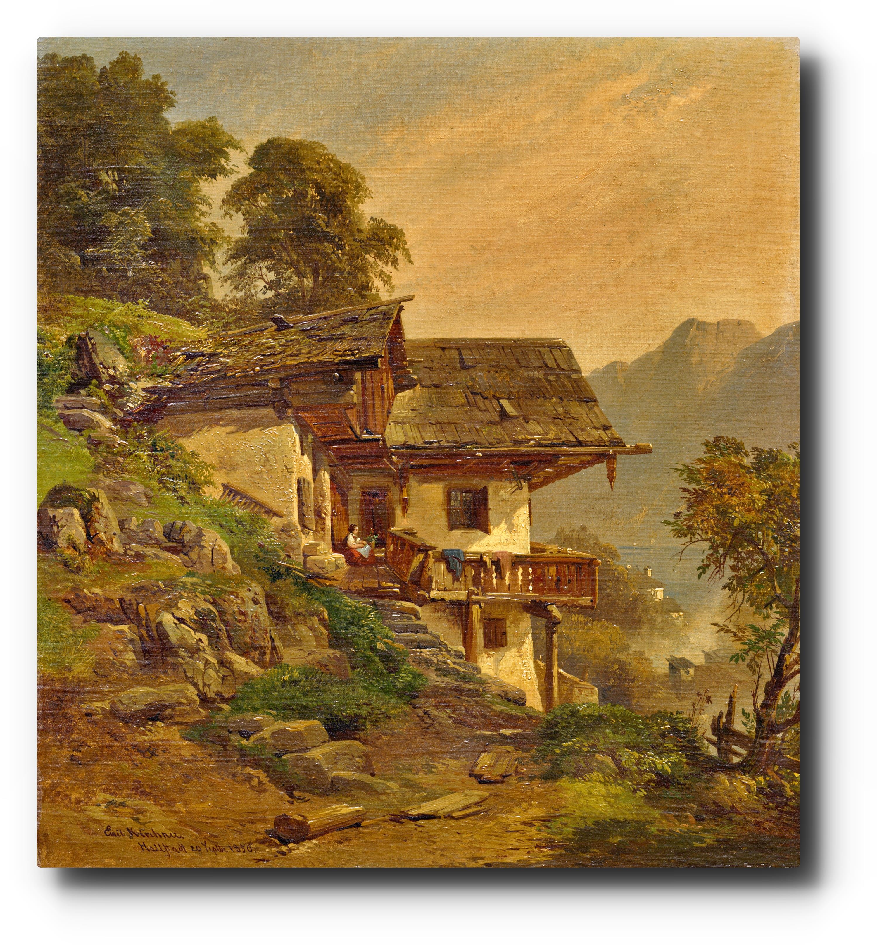 Albert Emil Kirchner | Alpská krajina s domem (1850) | MutualArt