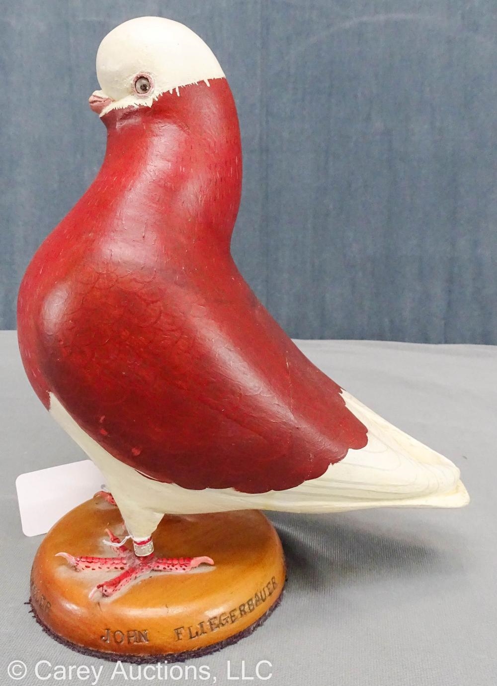 John Fleigerbauer | Hand carved and painted Tumbler Pigeon | MutualArt