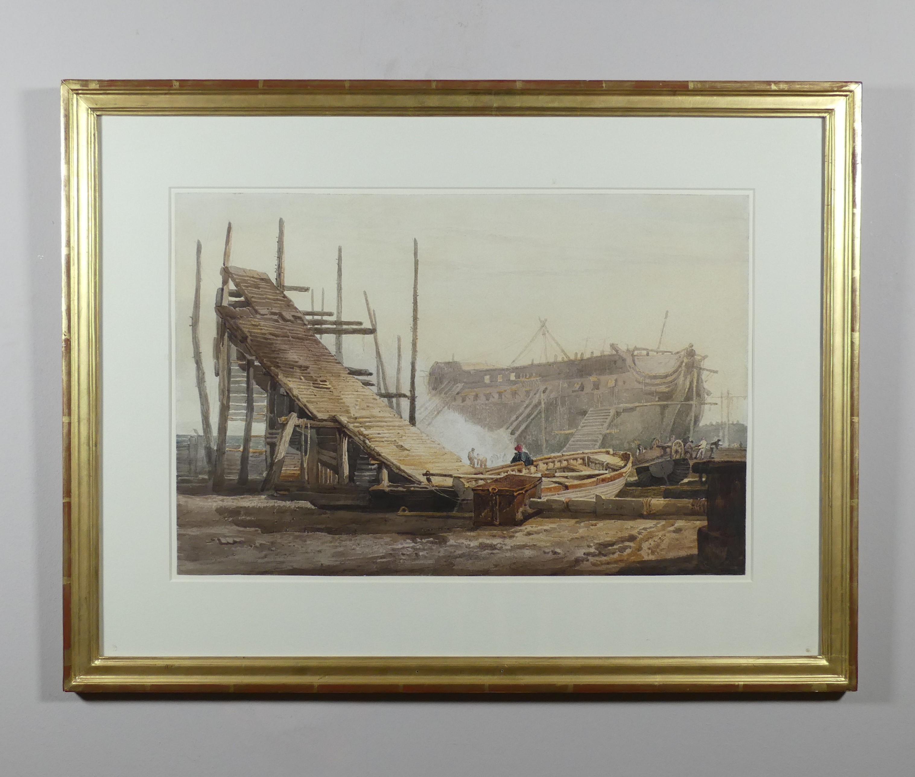 Samuel Prout | A shipyard at Blackwall | MutualArt