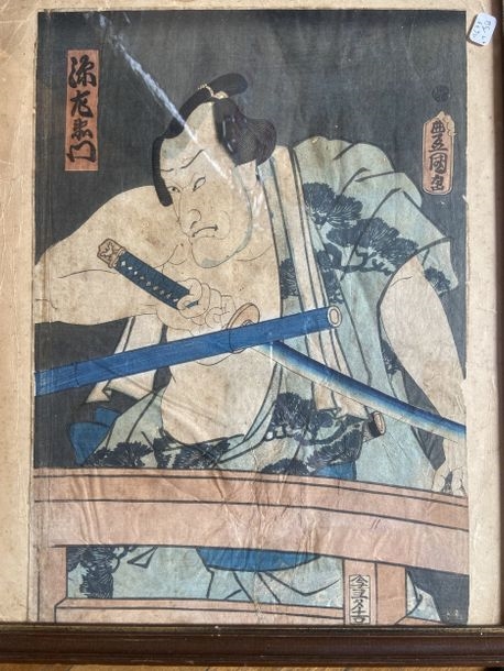 Kunisada Utagawa | Fight between Sakichi and Genzaemon on a bridge; A ...