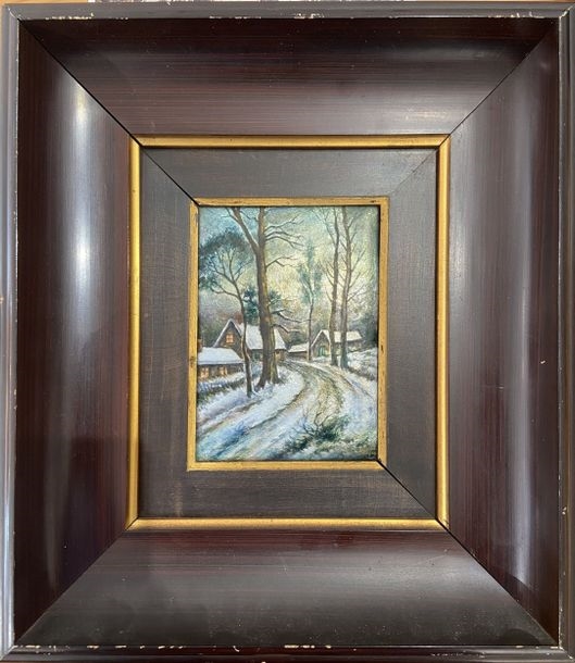 C. Faure | Suite of two polychrome Limoges enamels depicting landscapes ...