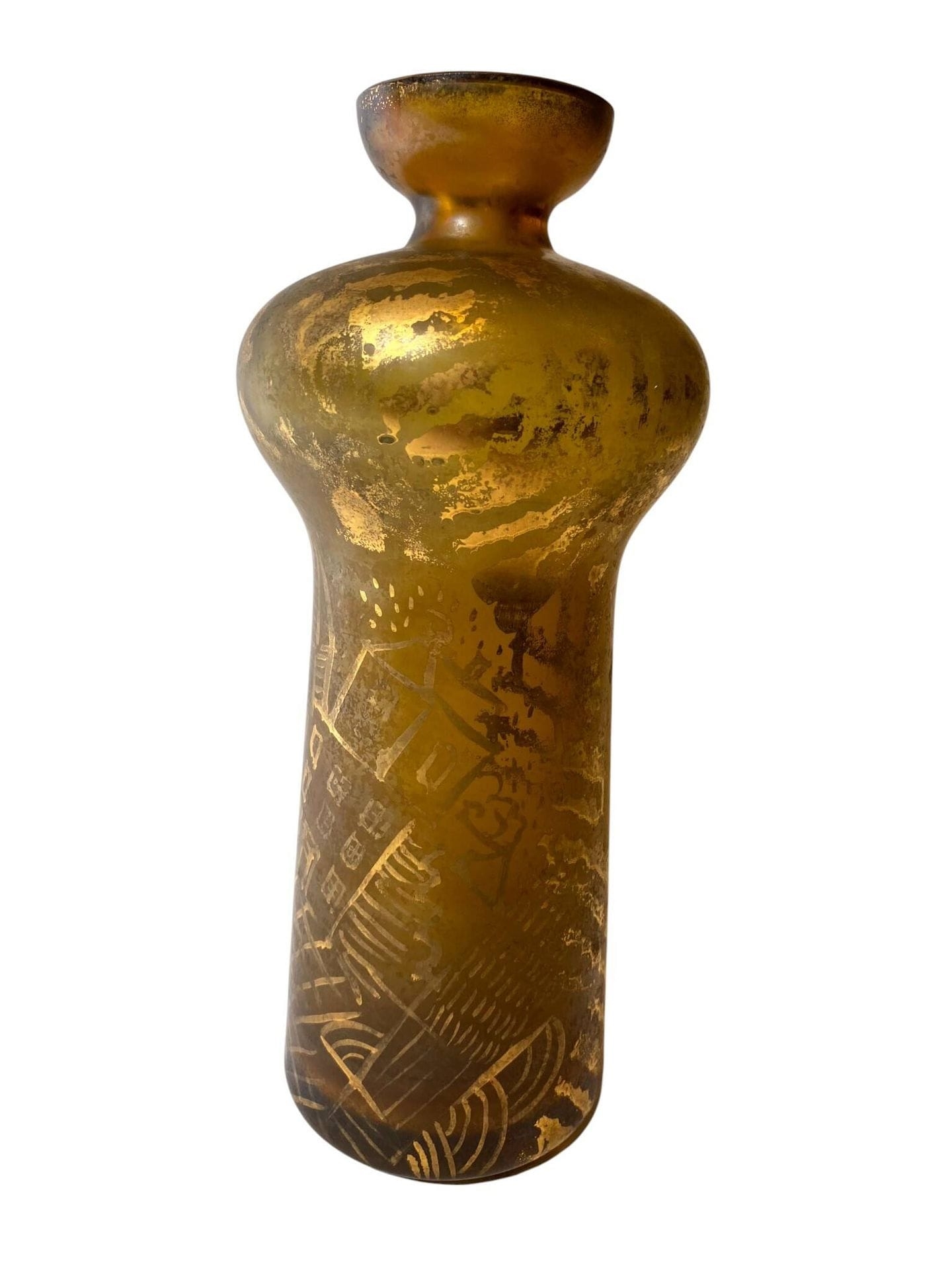 Jean-Paul van Lith | Yellow-tinted and satin-finish blown glass vase ...