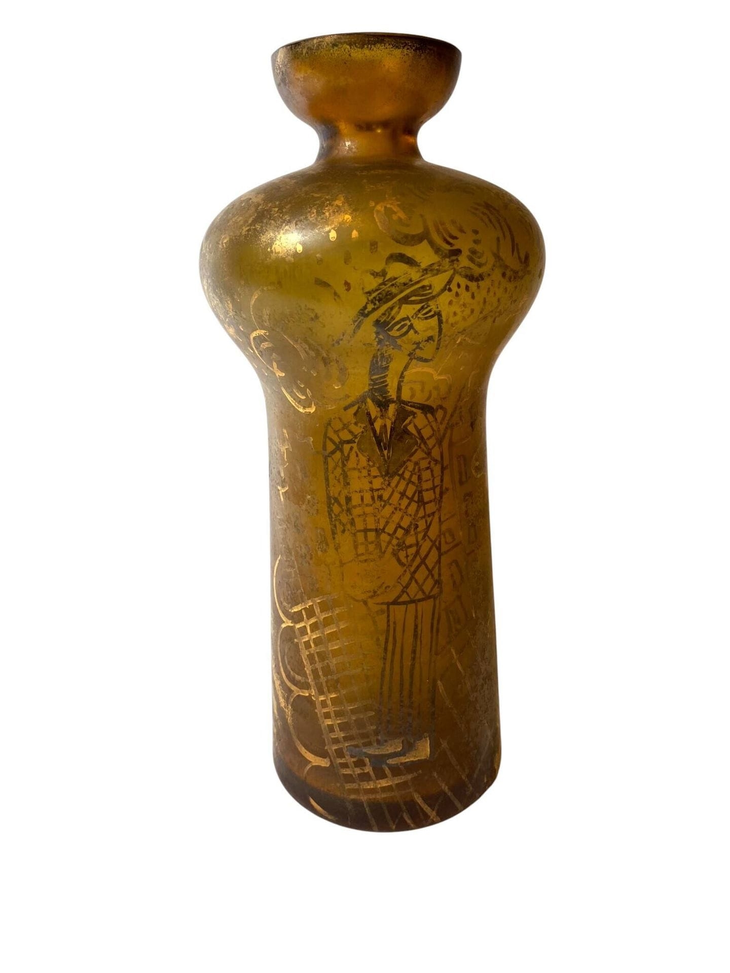 Jean-Paul van Lith | Yellow-tinted and satin-finish blown glass vase ...