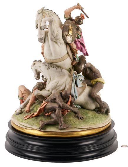 Giuseppe Cappe | Large Capodimonte Ceramic Battle Sculpture (20th ...
