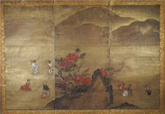 Japanese School, 17th Century | Feuille de paravent à décor polychrome ...