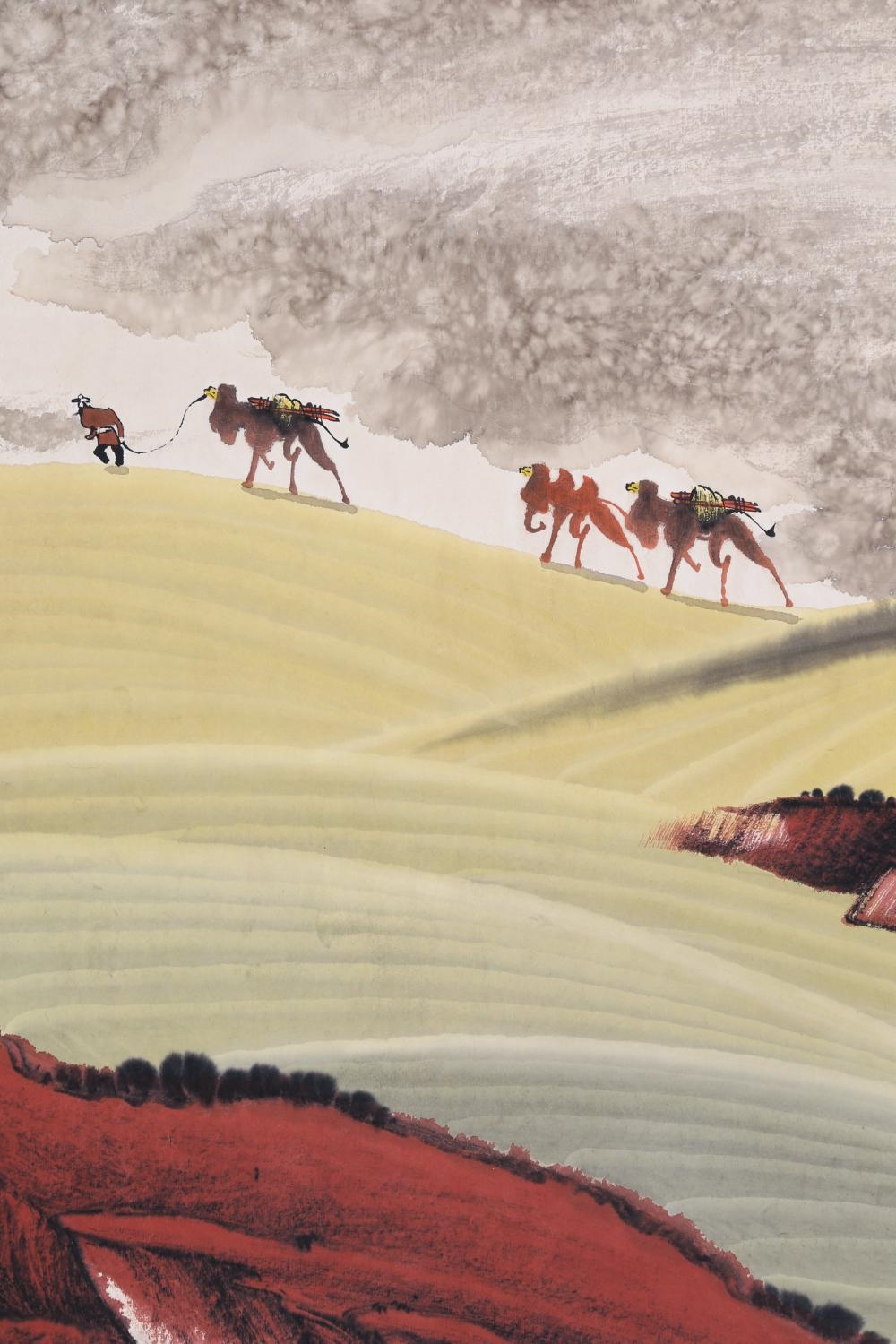 Zhou Zunsheng | Camels in Desert | MutualArt