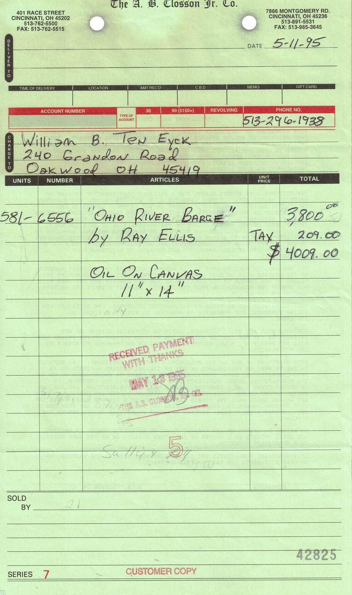 Ray Ellis | Ohio River Barge | MutualArt