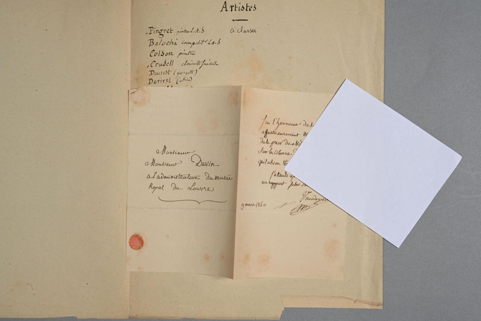 Antoine Laurent Thomas Vaudoyer | Autograph bill signed to Davin, at ...