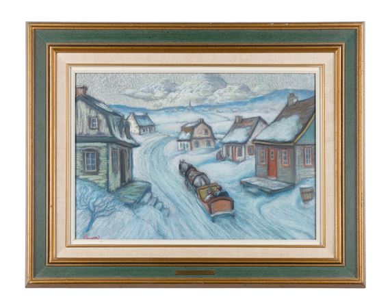 Louis-Paul Perron | Village en hiver | MutualArt