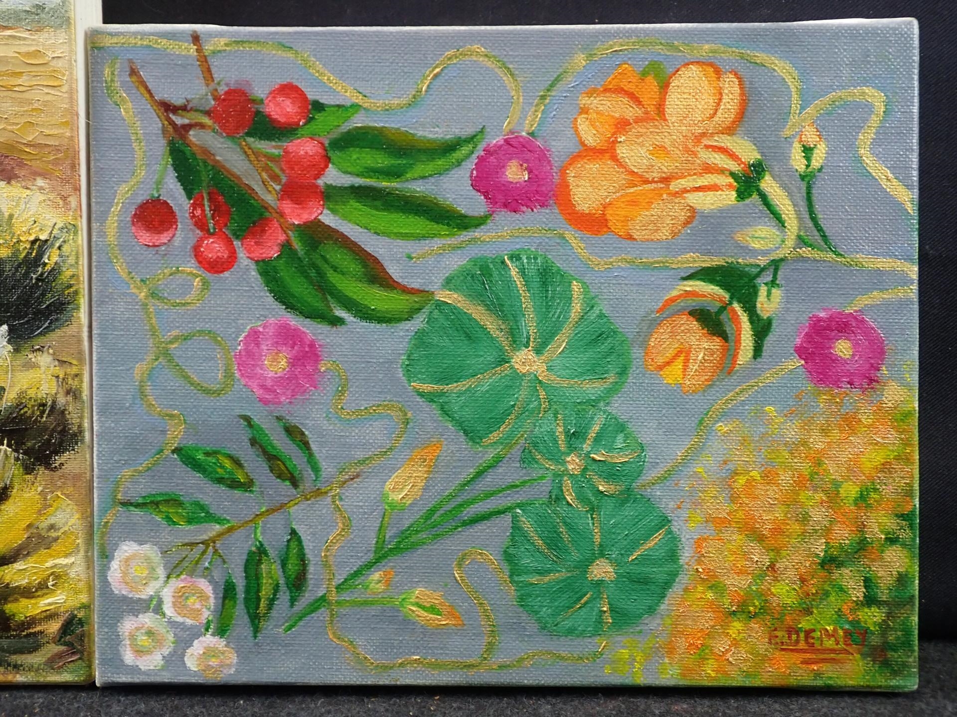 Edith Demey | Composition de fleurs et fruits, Vue d'un champ en ...