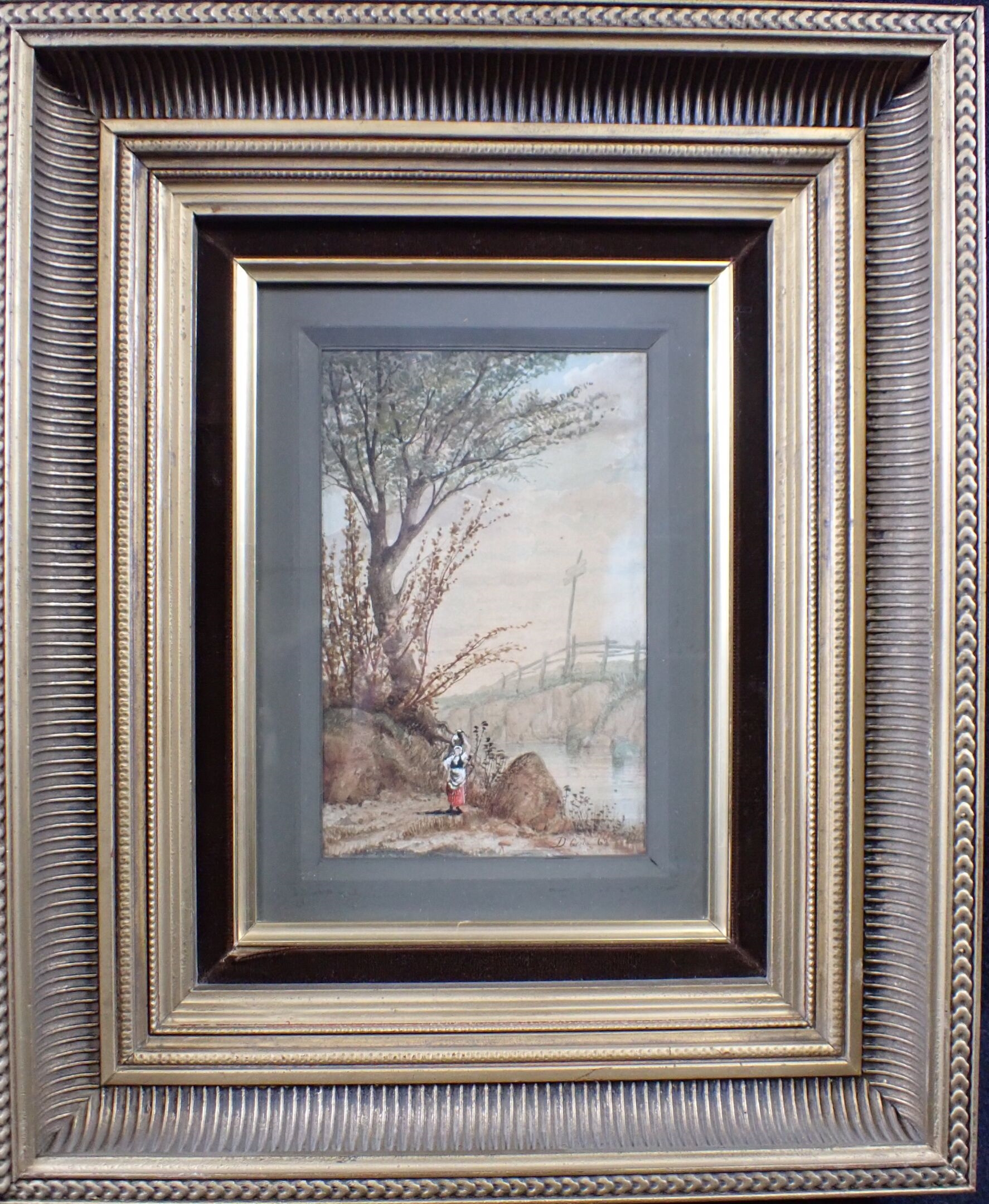 D. Gesta | Paysage à l'arbre et à la porteuse d'eau (1863) | MutualArt