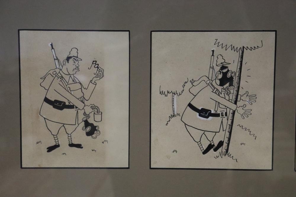 Vane Lindesay | Rare group of five cartoons forming a comic strip ...