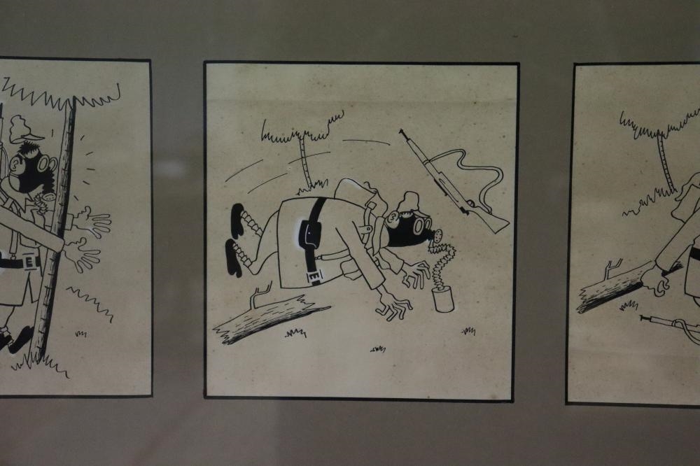 Vane Lindesay | Rare group of five cartoons forming a comic strip ...
