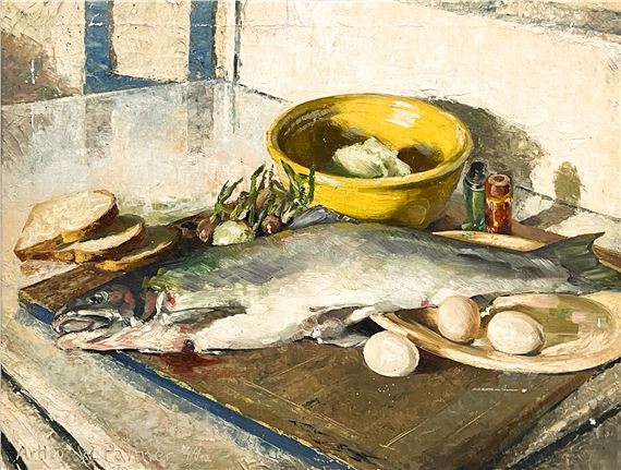 Arthur W. Palmer | Fish Dinner Still Life (1944) | MutualArt