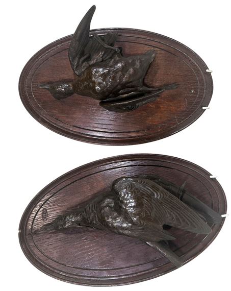 Louis Clay | a pair of finely detailed bronze hanging dead game birds ...