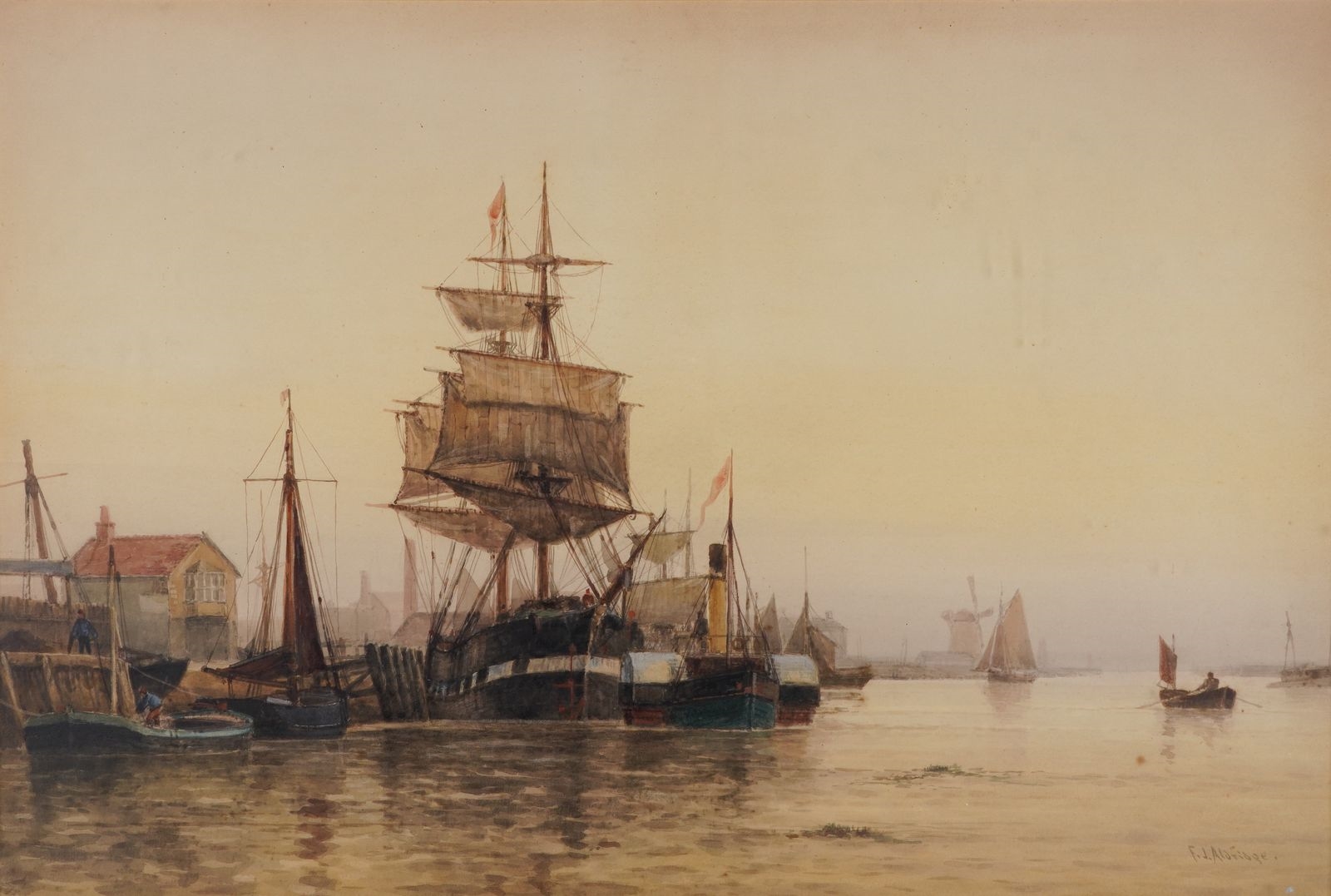 Frederick James Aldridge | Boats in a harbour | MutualArt