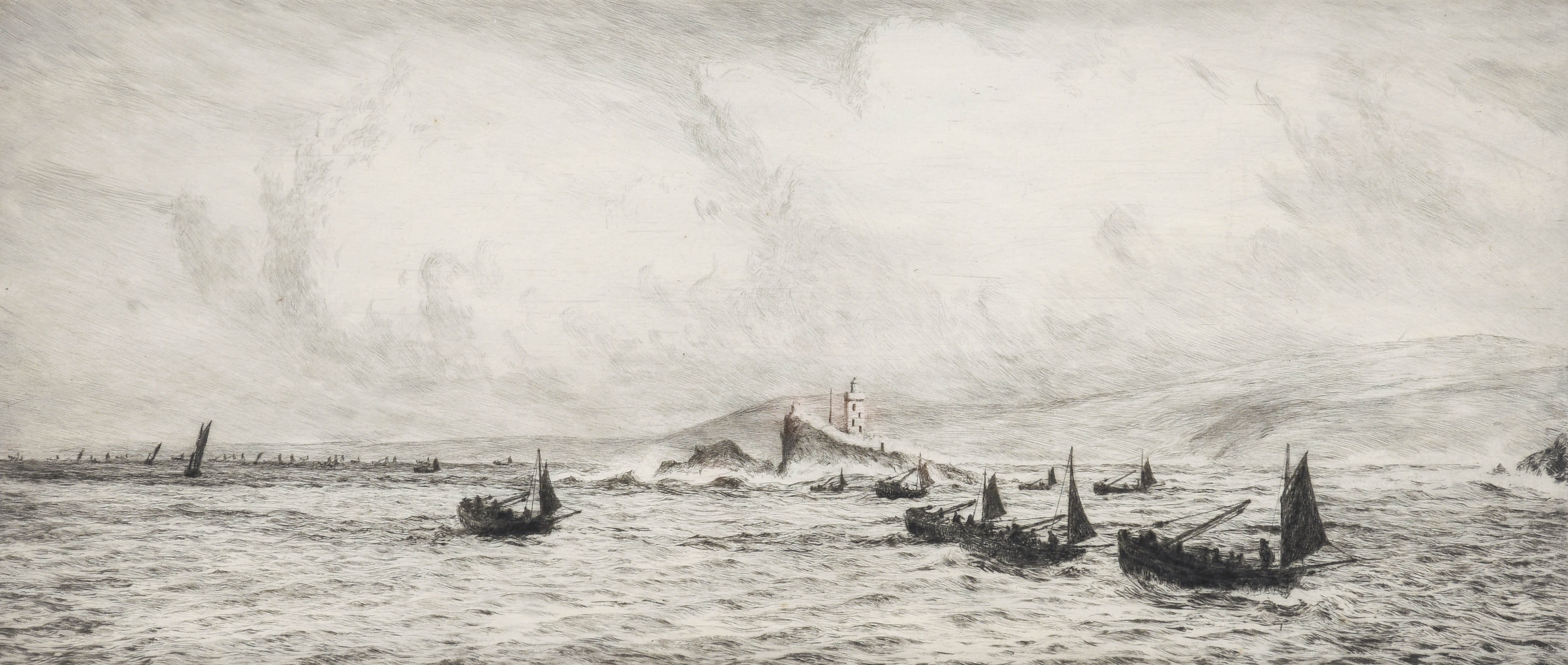 William Lionel Wyllie | Kiel Canal, black and white maritime etching ...