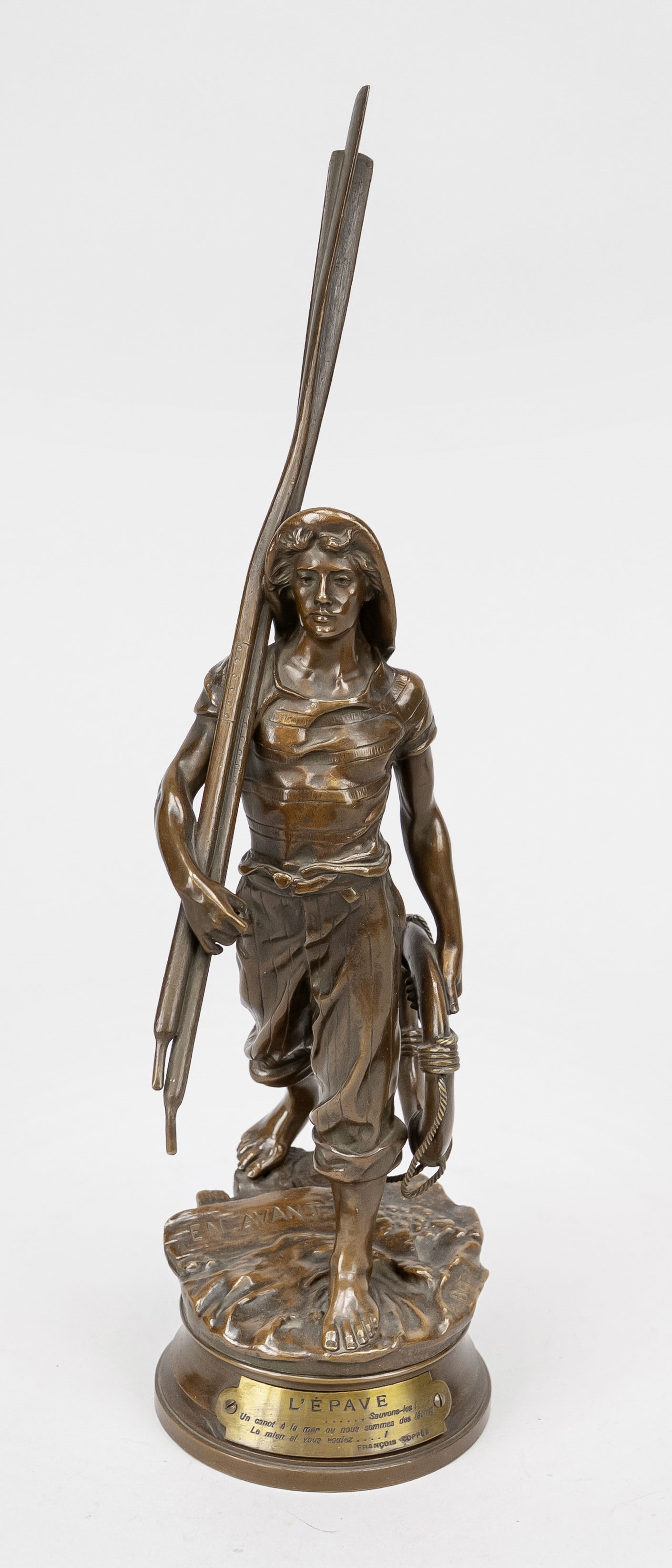 Antoine Bofill | sailor striding on naturalistic pedestal, holding a ...