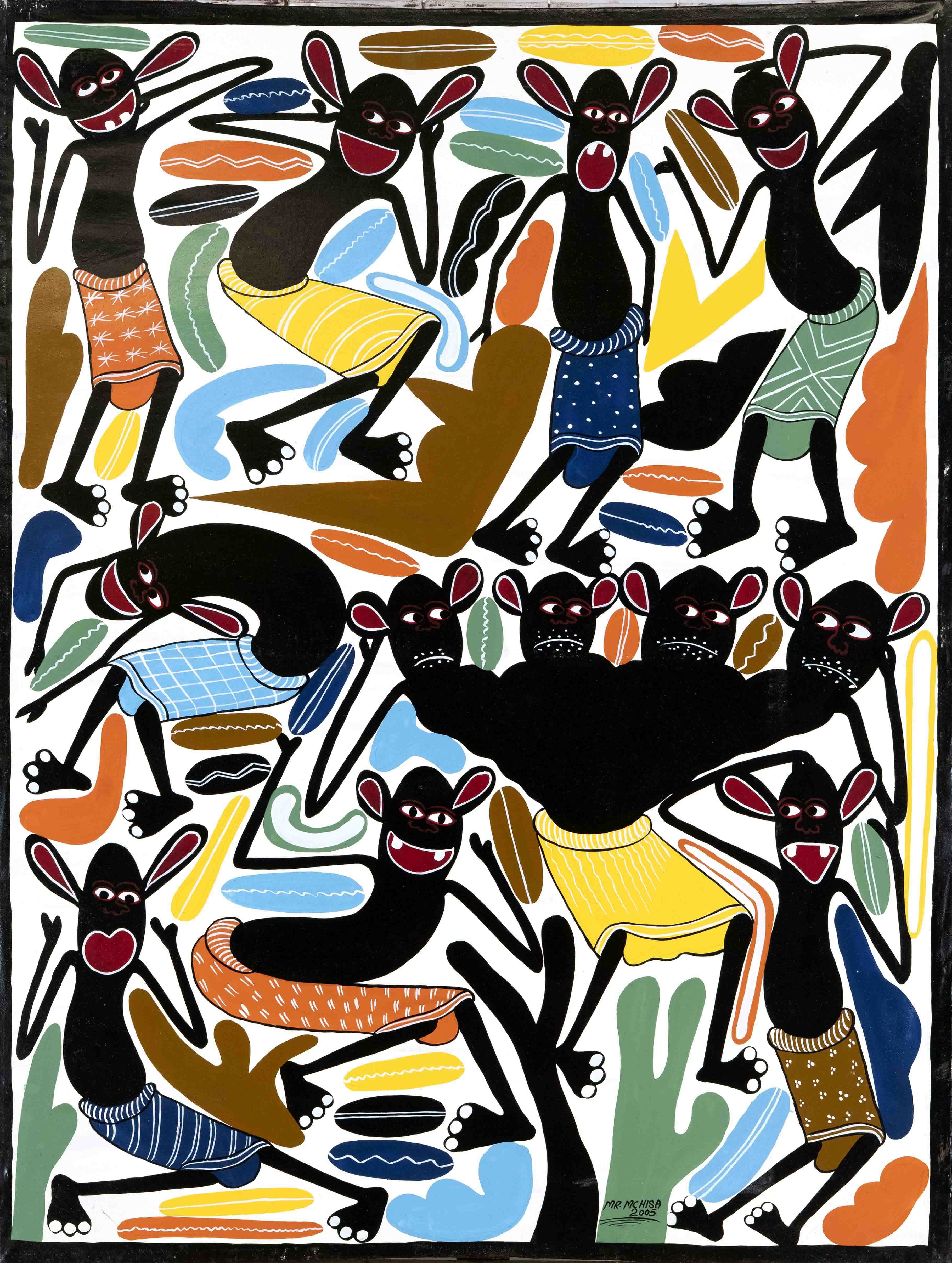 Abbas Wasia Mchisa | large figurative scene in the style of Lilanga ...