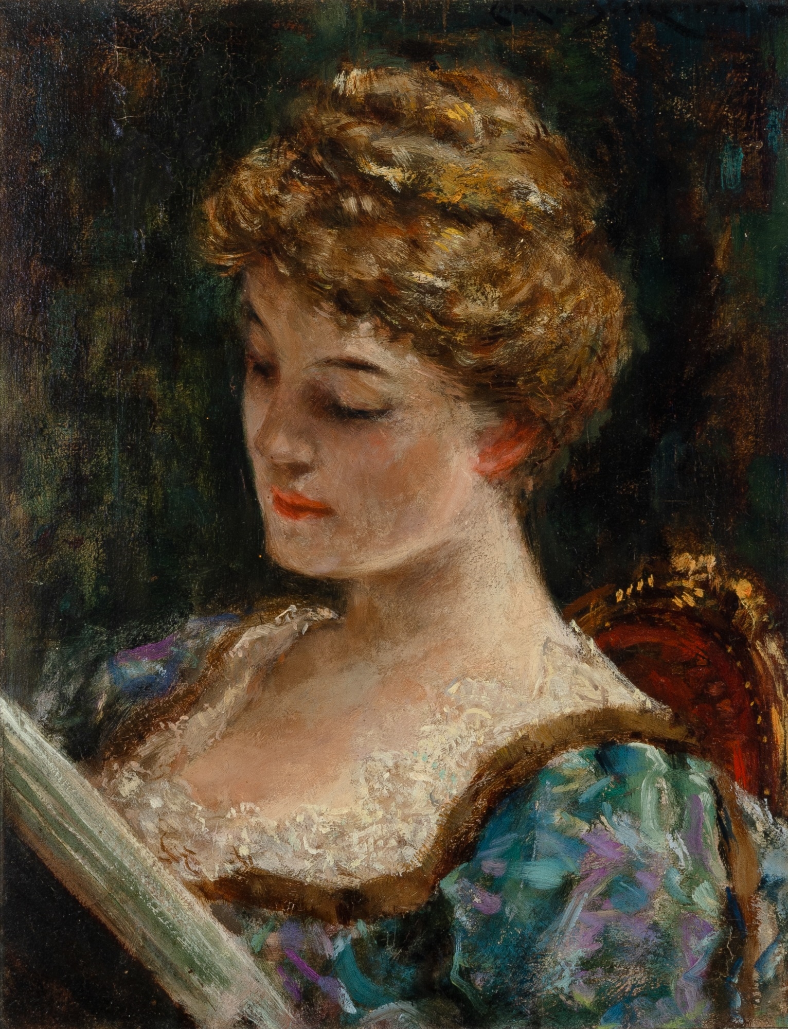 James Carroll Beckwith | Girl Reading (1904) | MutualArt