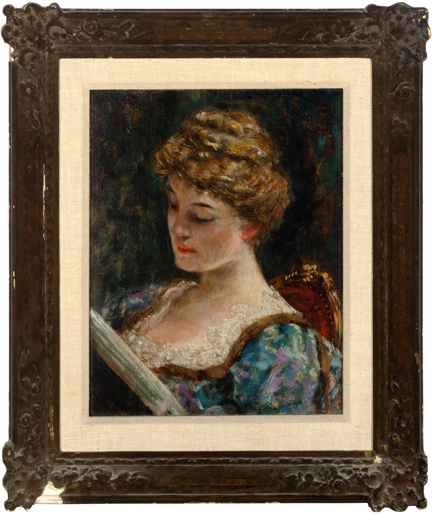 James Carroll Beckwith | Girl Reading (1904) | MutualArt