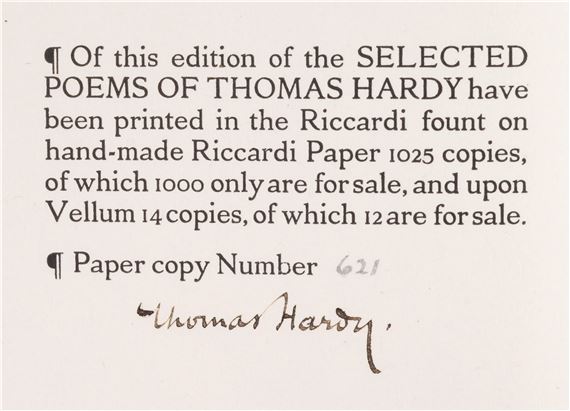 Thomas Hardy | Selected Poems (1921) | MutualArt