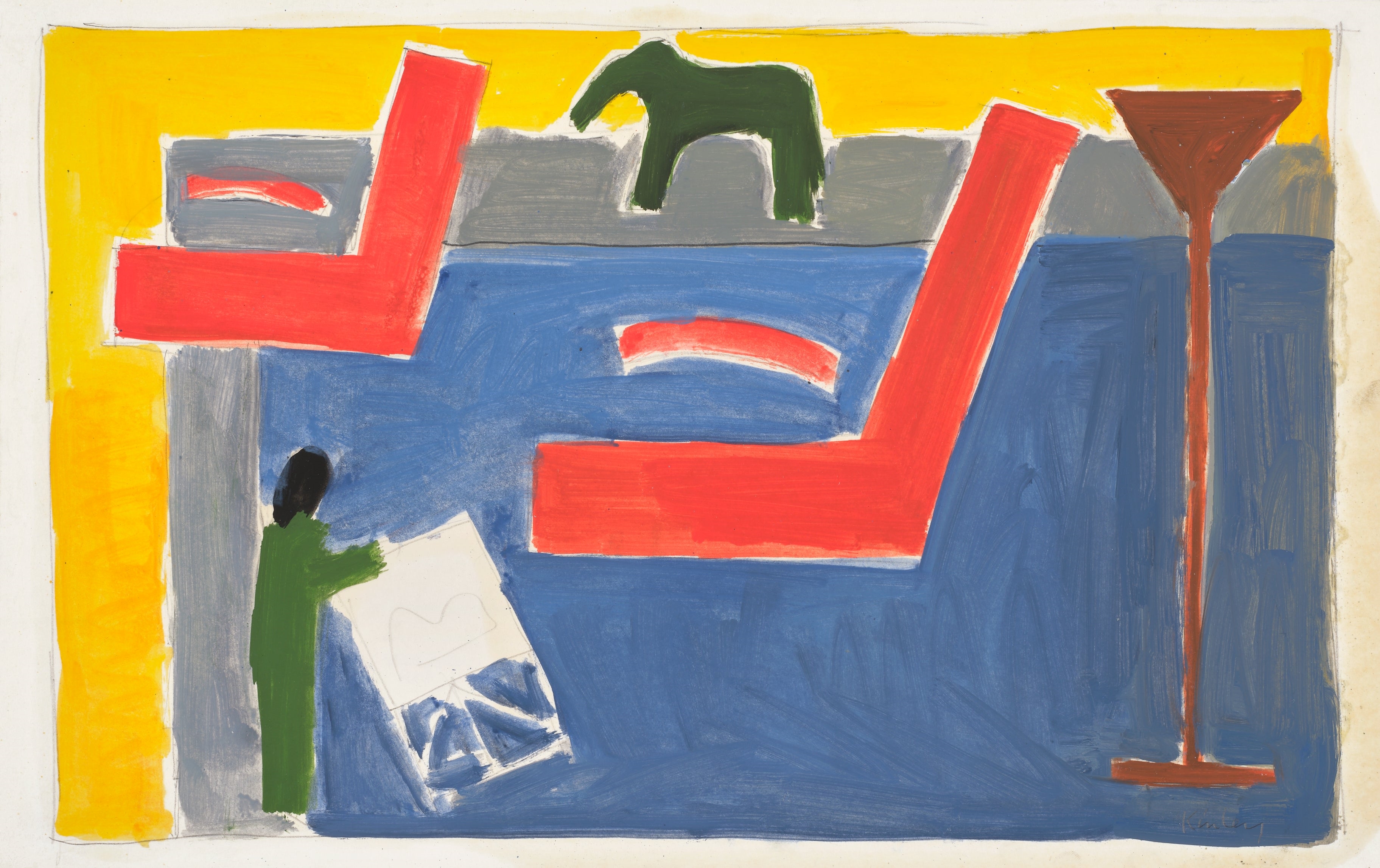 Peter Kinley | Study for Interior with Elephant (Circa 1977) | MutualArt