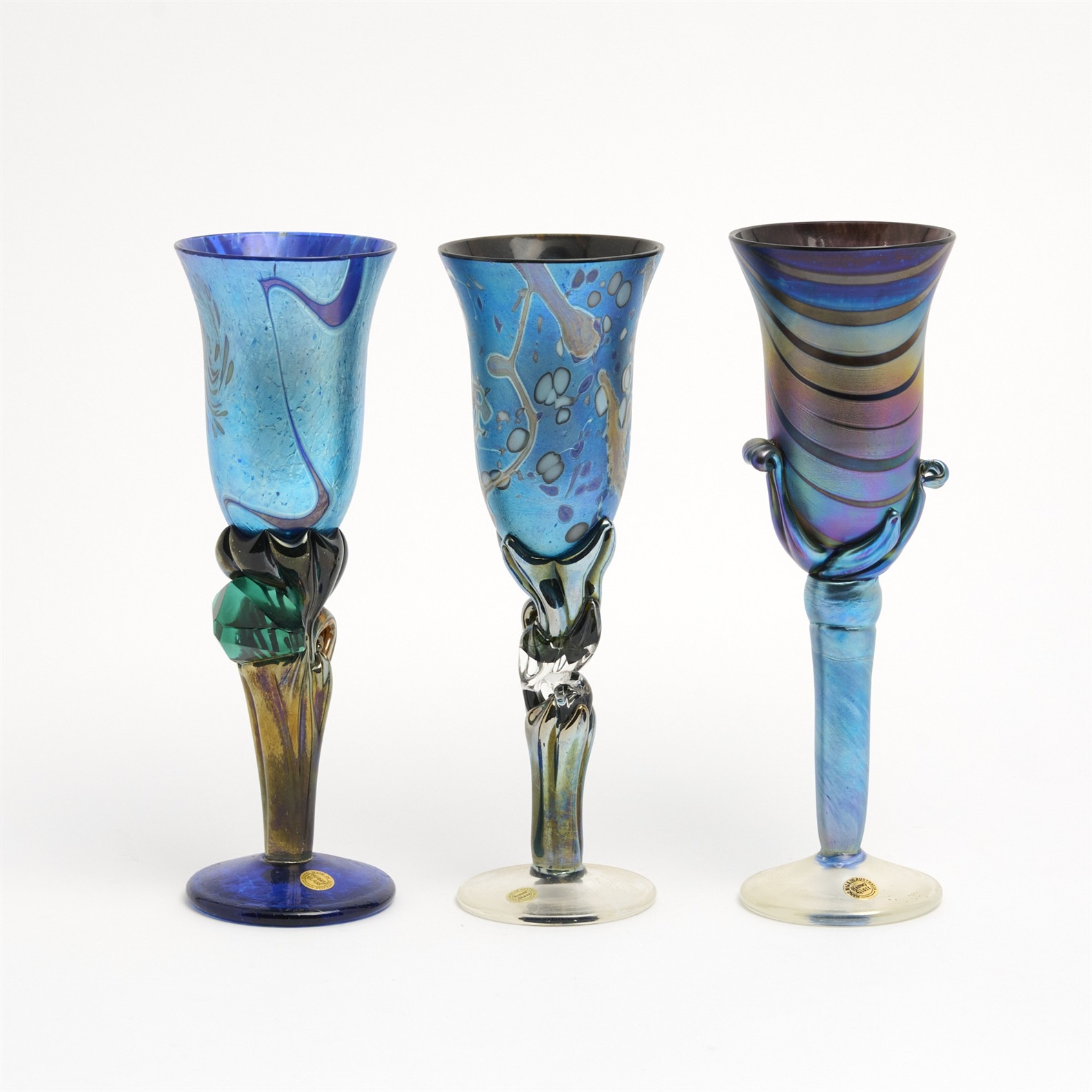 Colin Heaney | THREE IRRIDESCENT GLASS GOBLETS | MutualArt