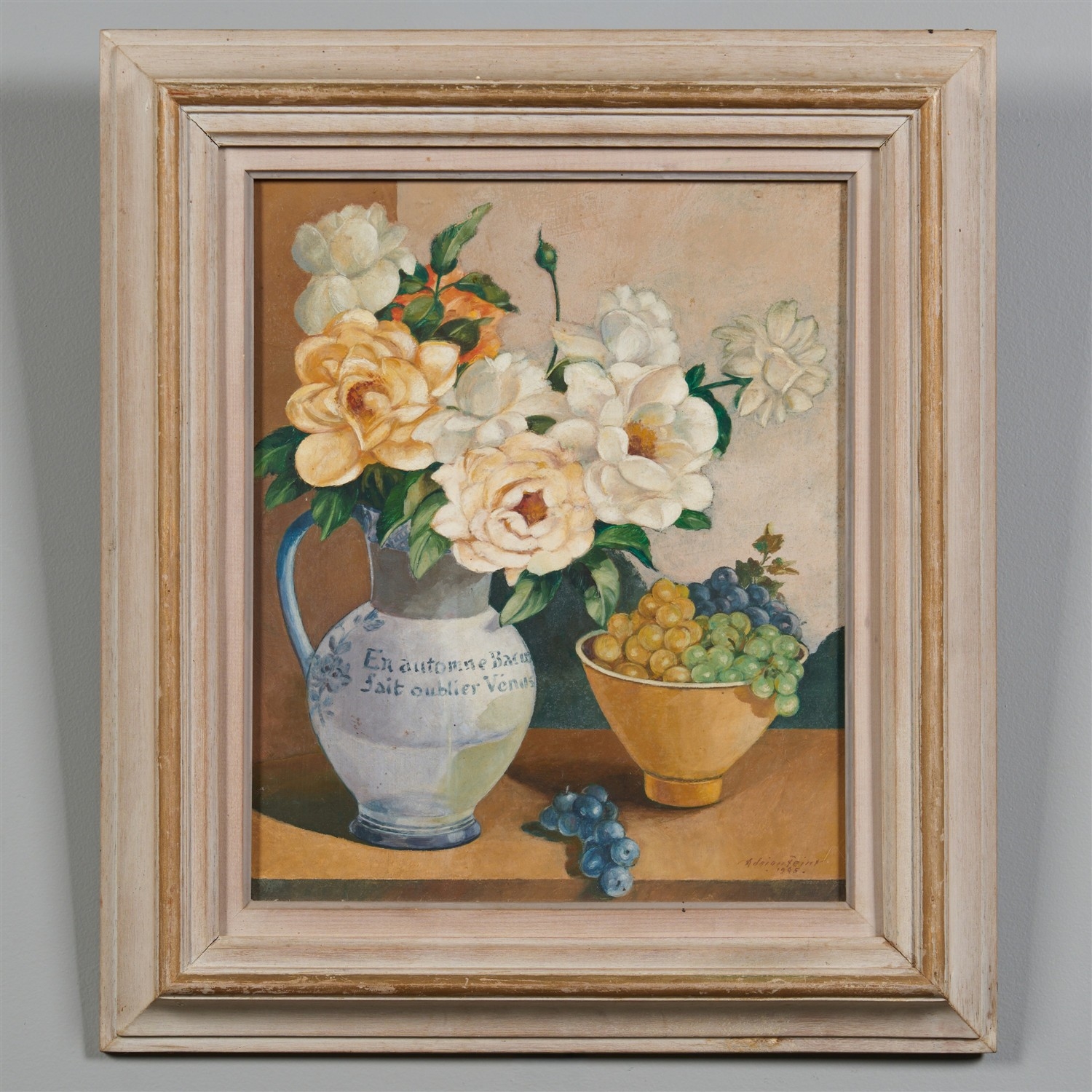 Adrian George Feint | STILL LIFE WITH FLORALS AND GRAPES (1965) | MutualArt