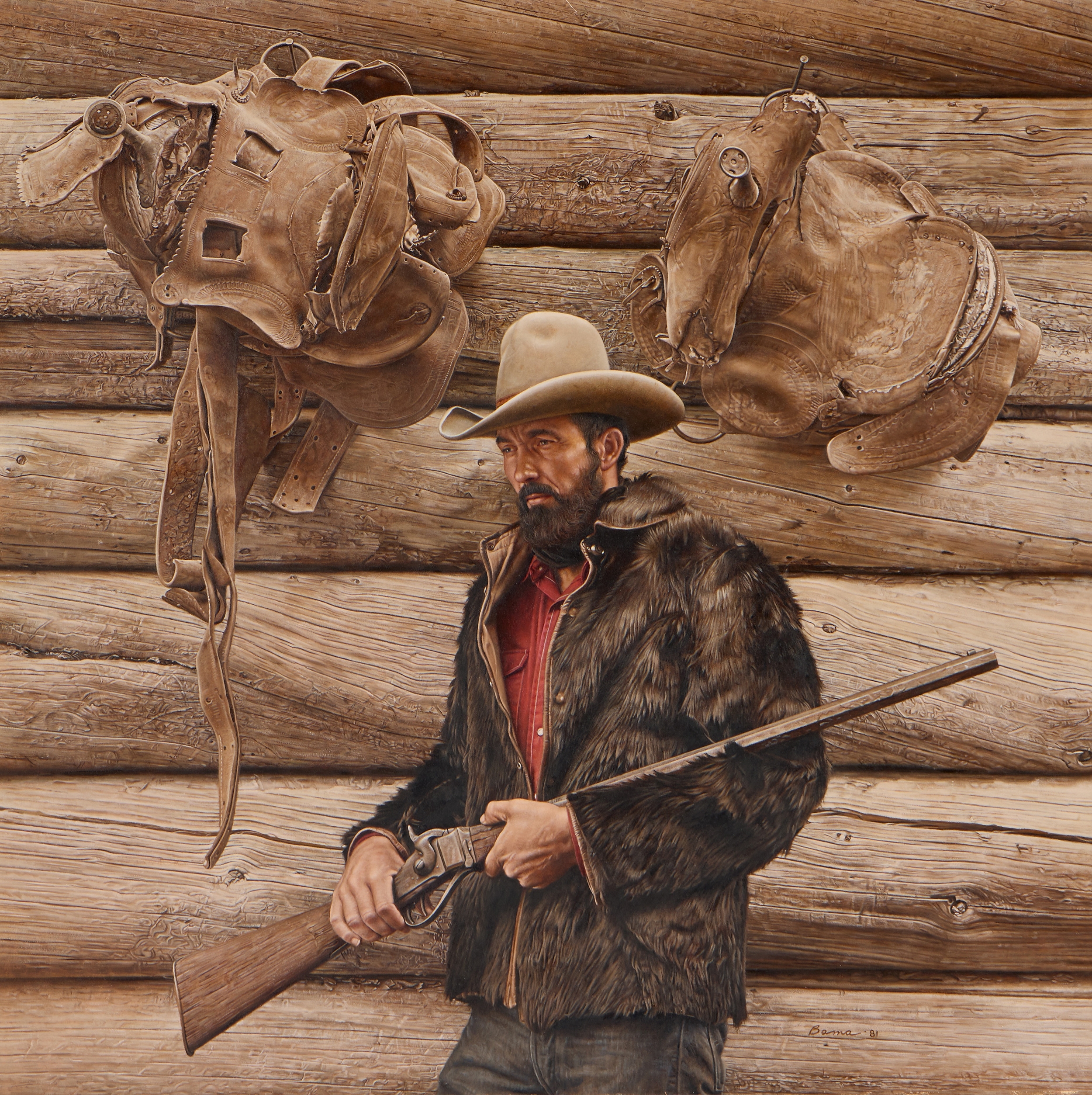 James Bama | Bob Edgar with Sharps Rifle (1981) | MutualArt