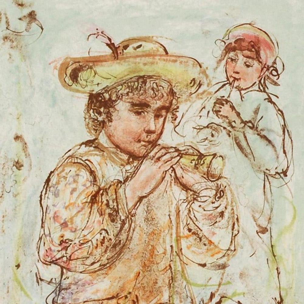 Edna Hibel | Boy with Horn | MutualArt