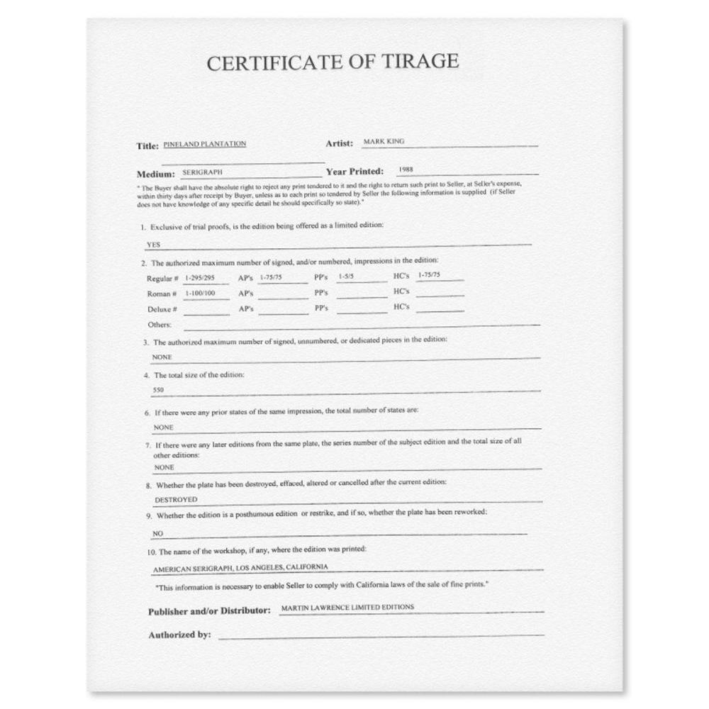 Mark King | Pineland Plantations | MutualArt