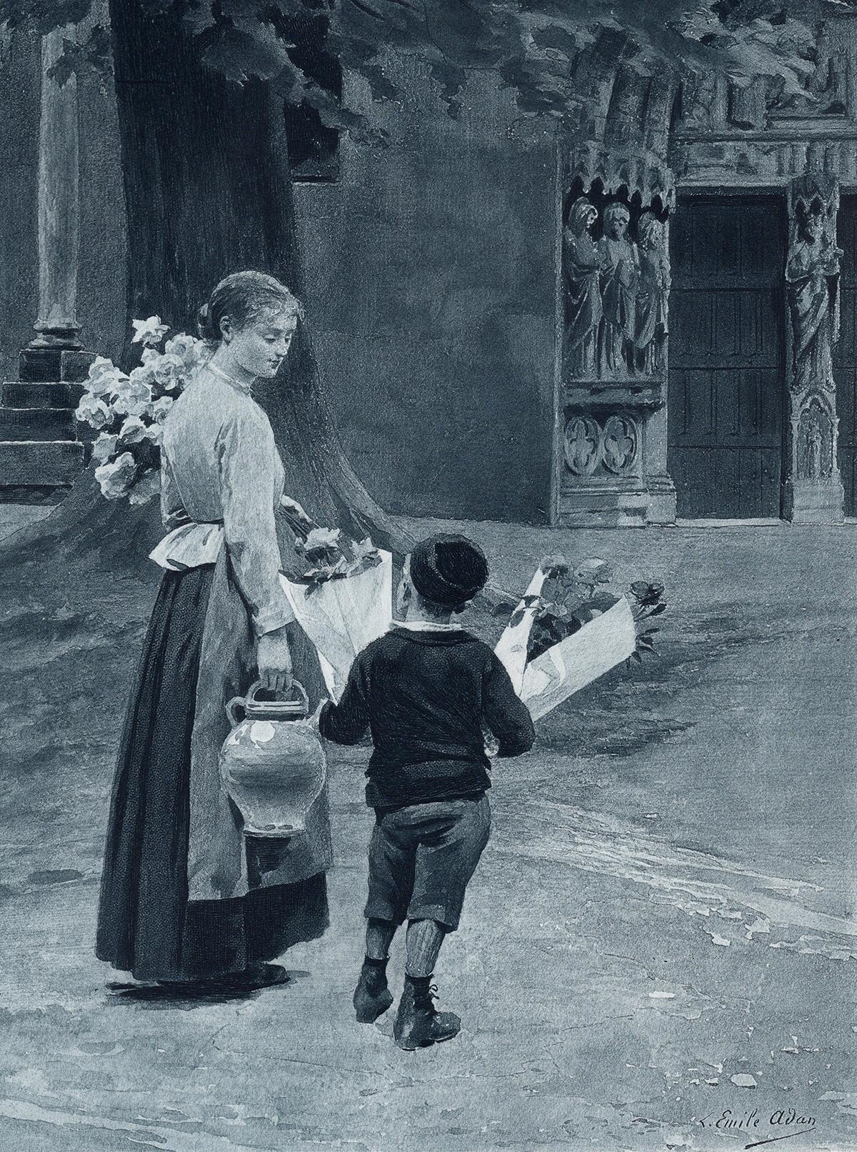 Louis-Emile Adan | Flowers For The Virgin (1890) | MutualArt