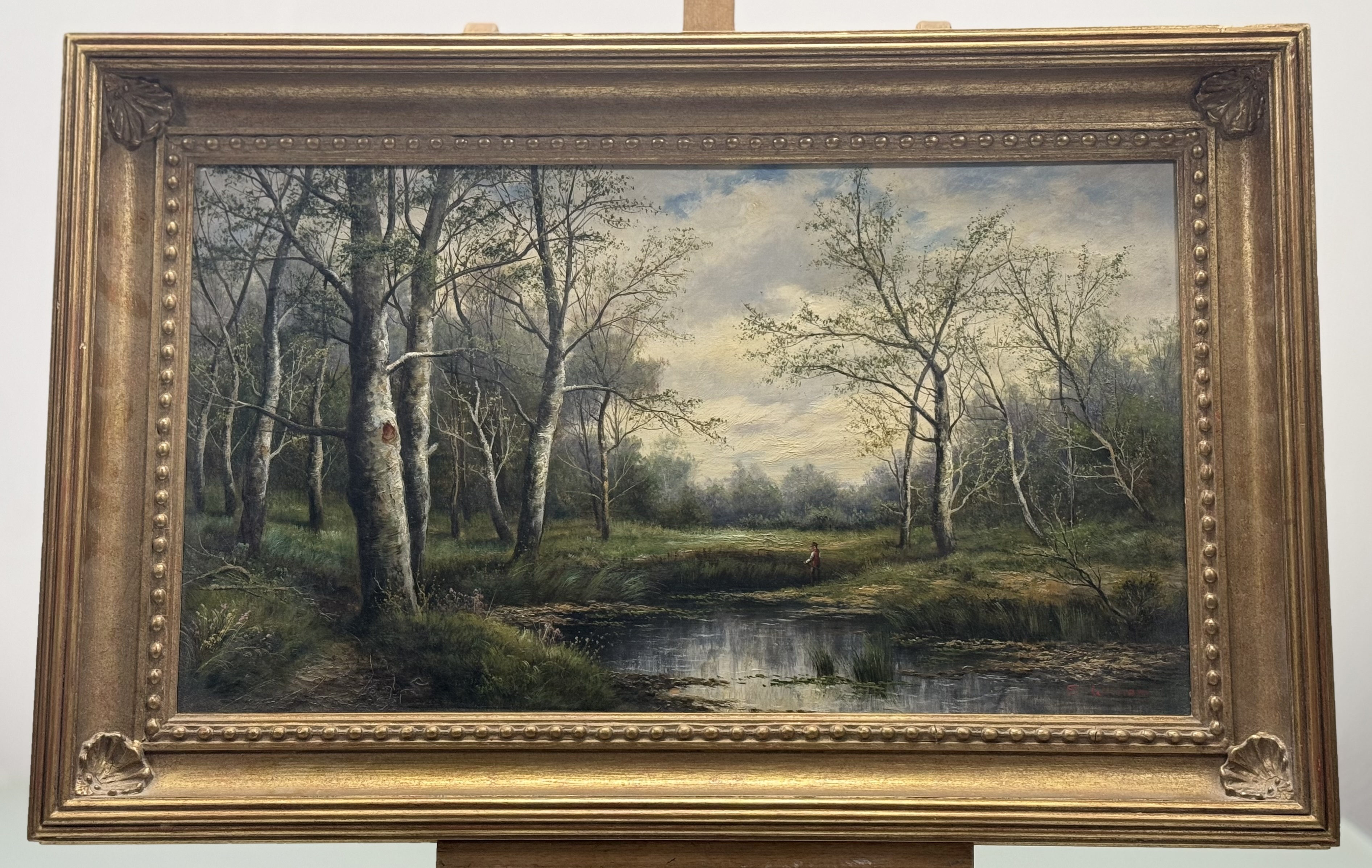 S. William | Woodland scene with figure fishing | MutualArt