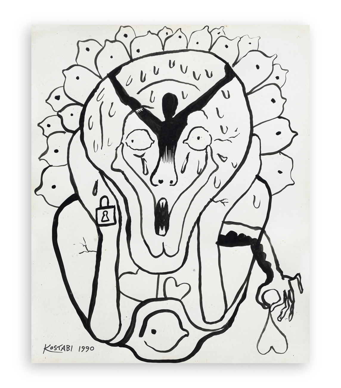 Mark Kostabi | Stock plummet (1990) | MutualArt