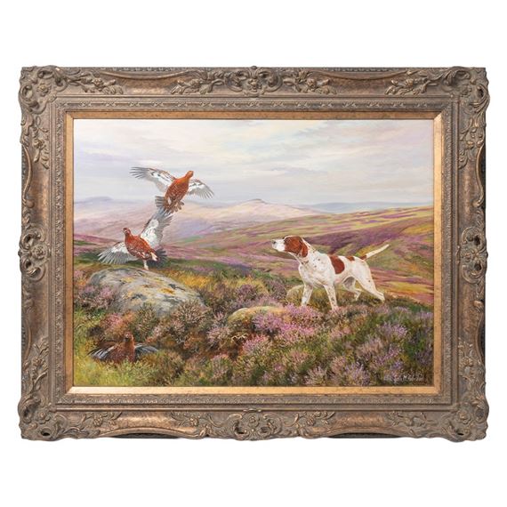 Elizabeth Halstead | an oil on board depicting a game bird scene, with ...